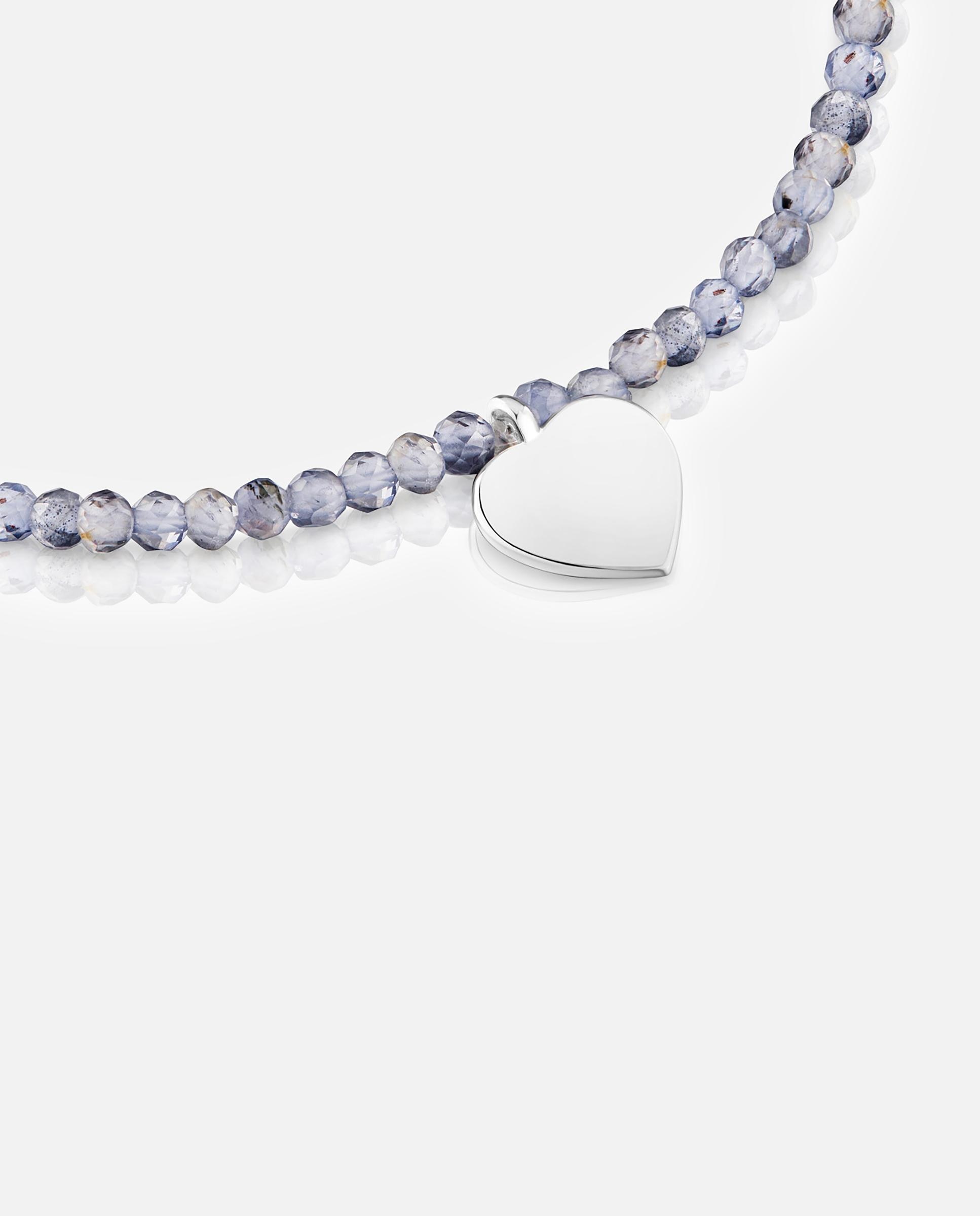 Pulsera con charms motivos elástica con iolitas y corazón de plata Azul ...