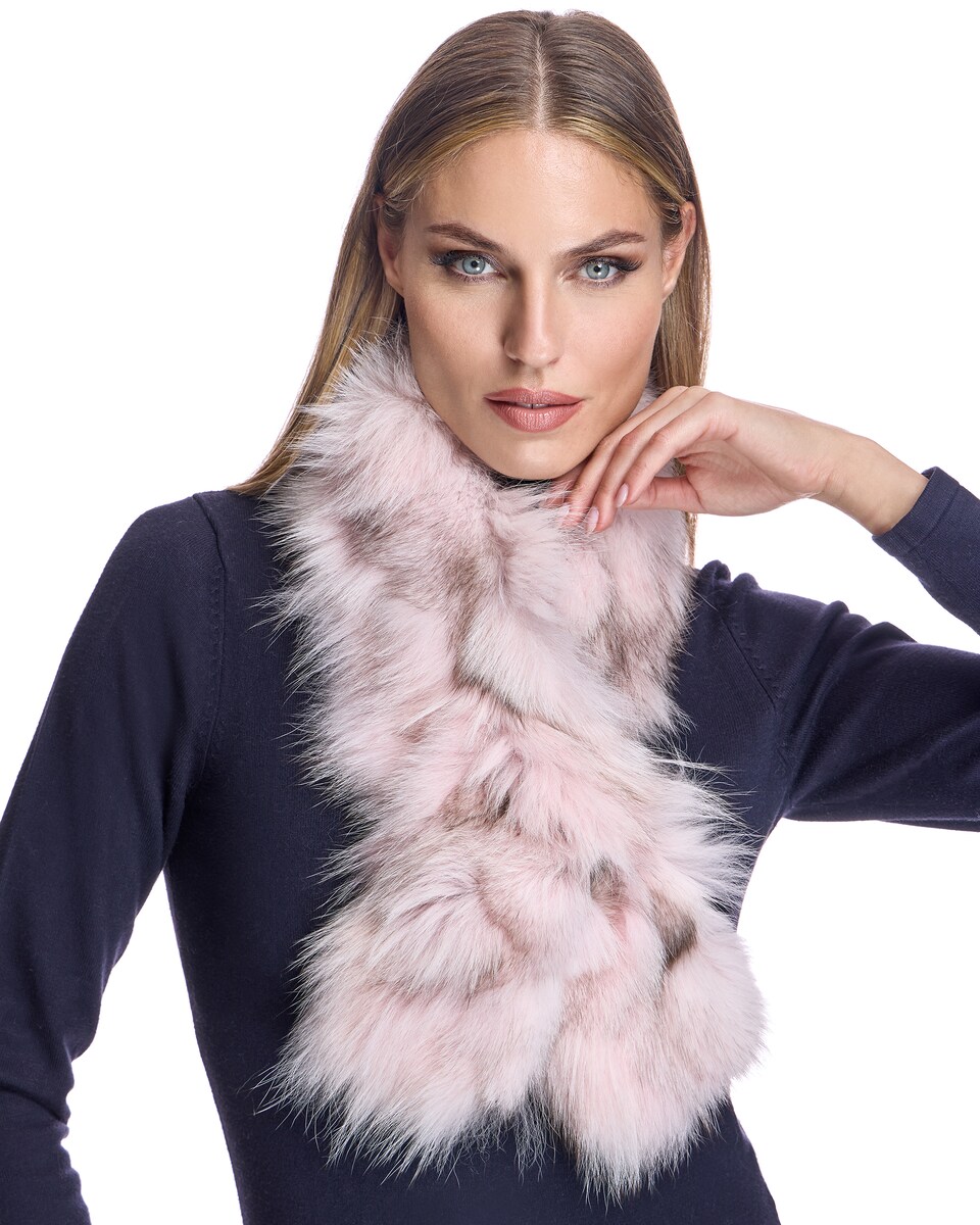 Bufanda de pelo de retales de zorro en color rosa · Maximilian · El ...