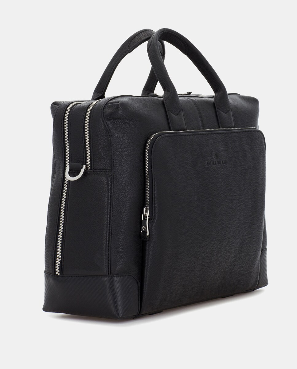 Portadocumentos de hombre de piel con dos compartimentos en color negro ...