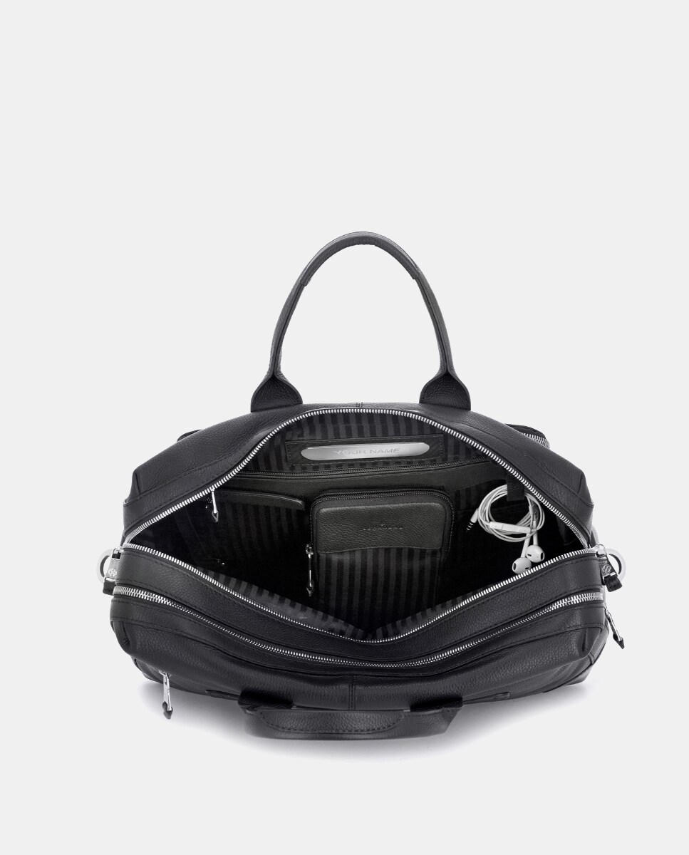 Portadocumentos de hombre de piel con dos compartimentos en color negro ...