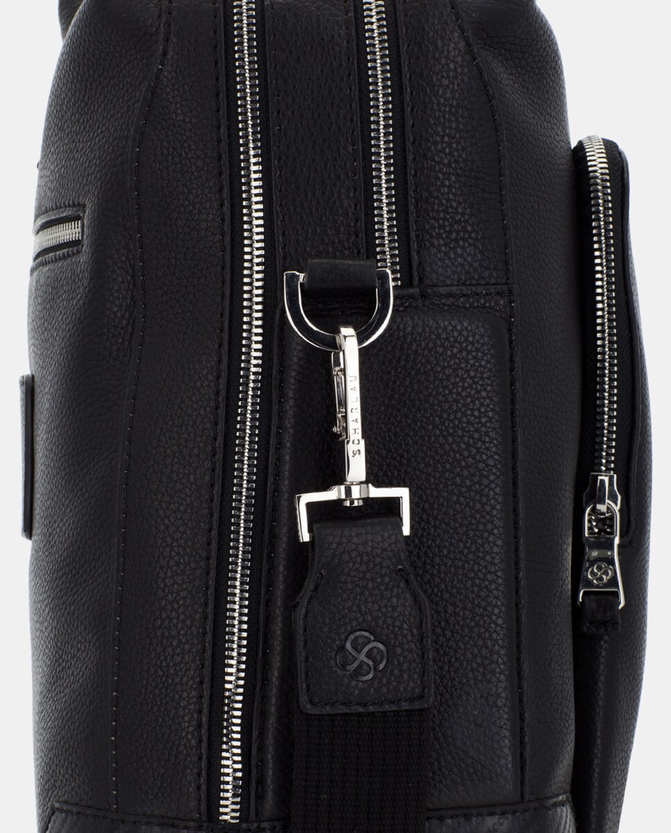 Portadocumentos de hombre de piel con dos compartimentos en color negro ...