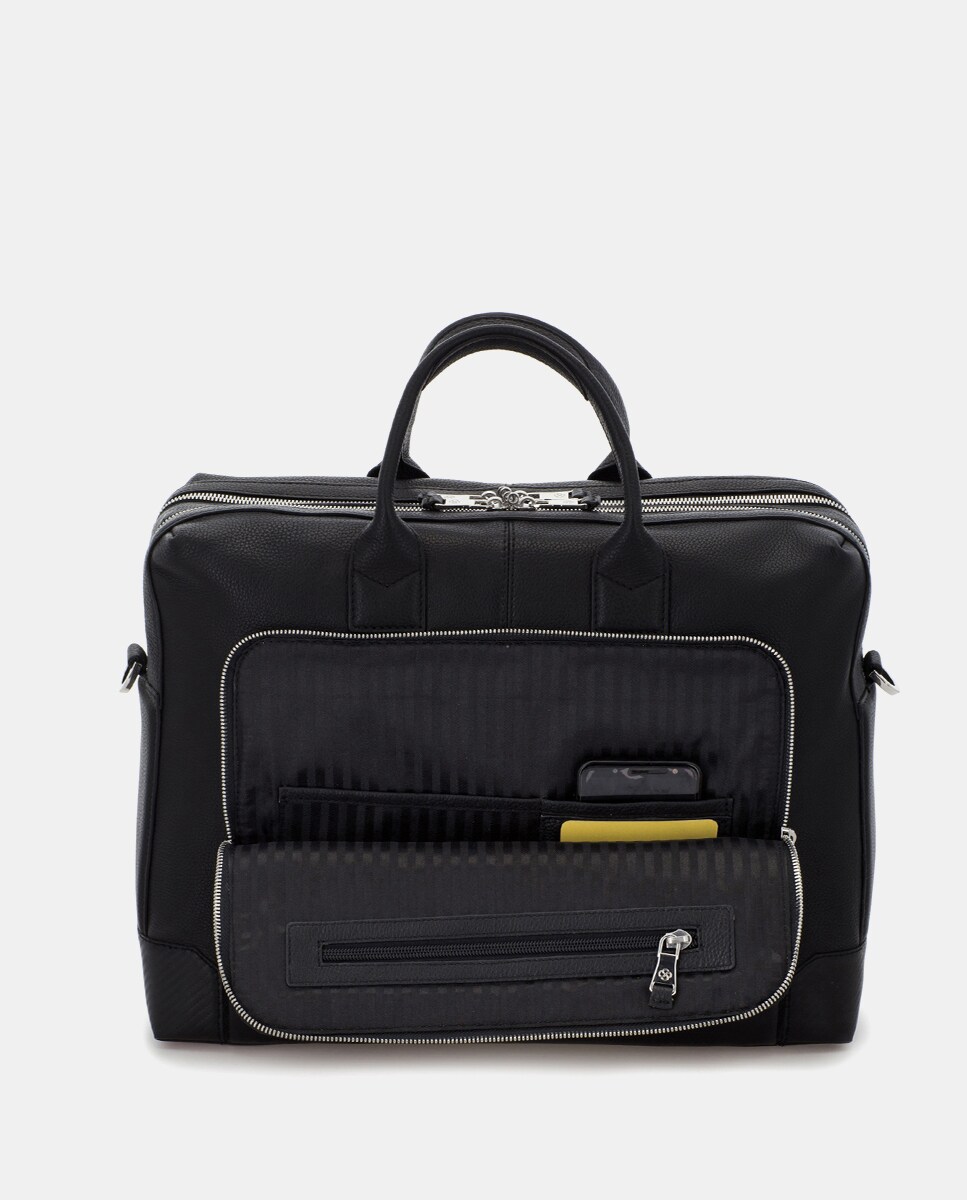 Portadocumentos de hombre de piel con dos compartimentos en color negro ...