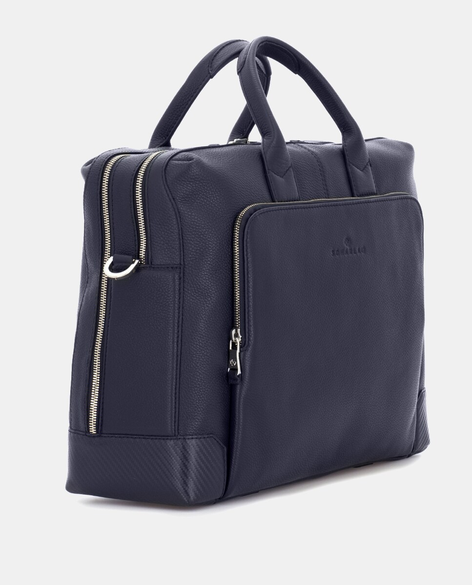 Portadocumentos de hombre de piel con dos compartimentos en color azul ...