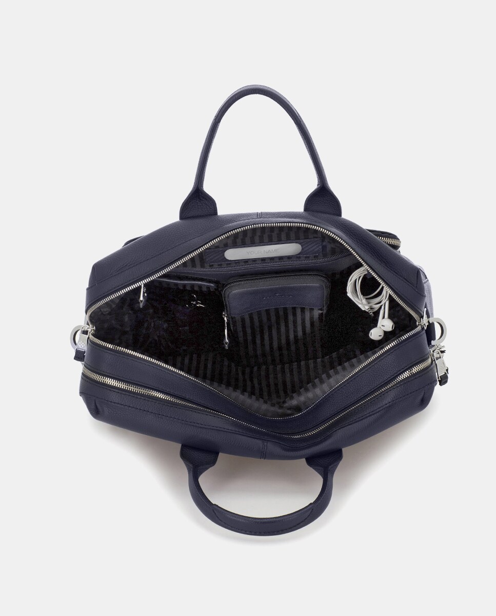 Portadocumentos de hombre de piel con dos compartimentos en color azul ...