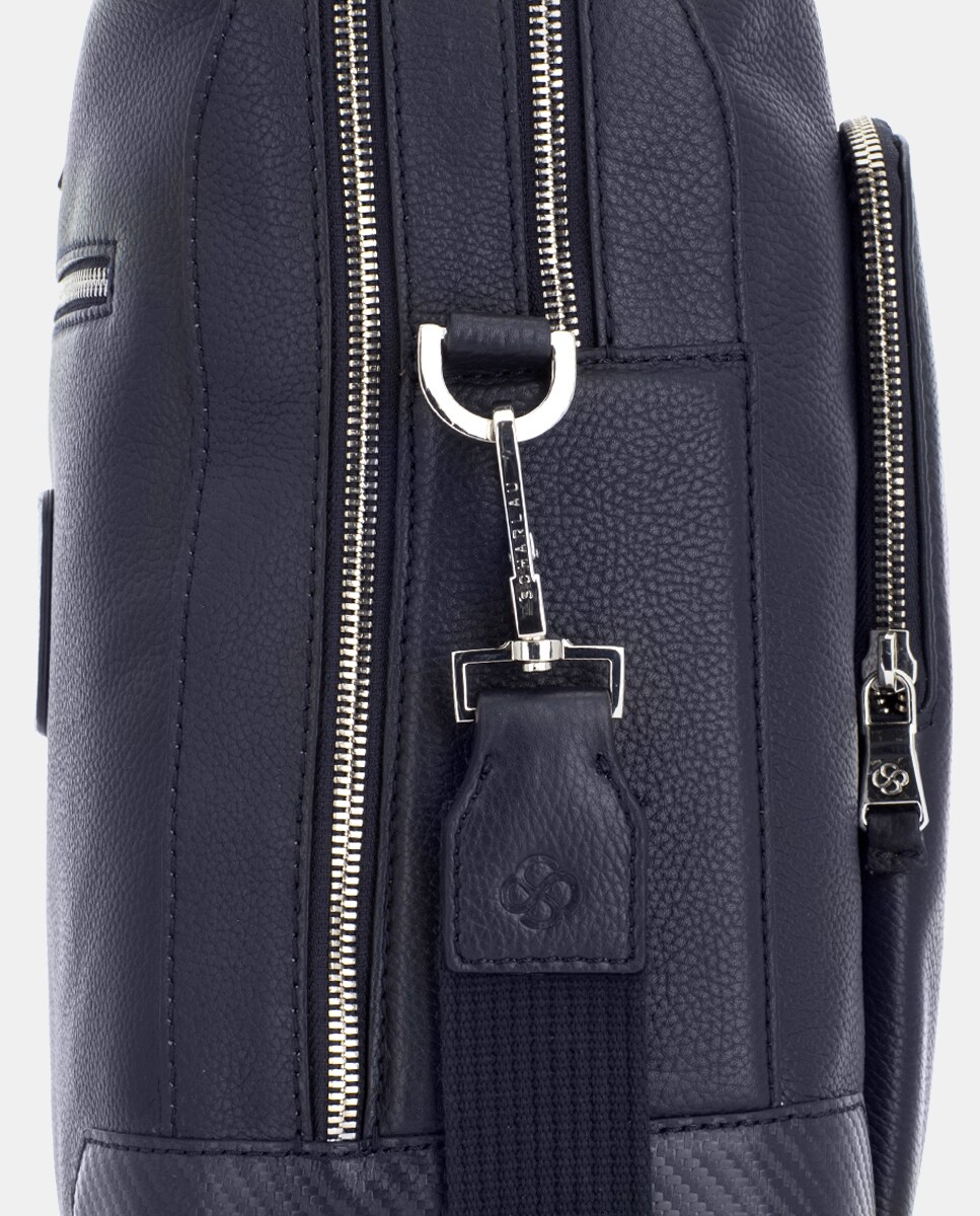 Portadocumentos de hombre de piel con dos compartimentos en color azul ...