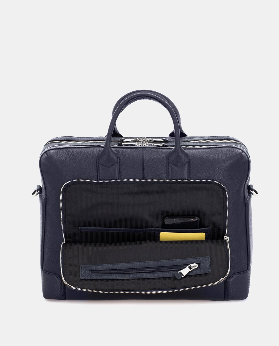 Portadocumentos de hombre de piel con dos compartimentos en color azul ...