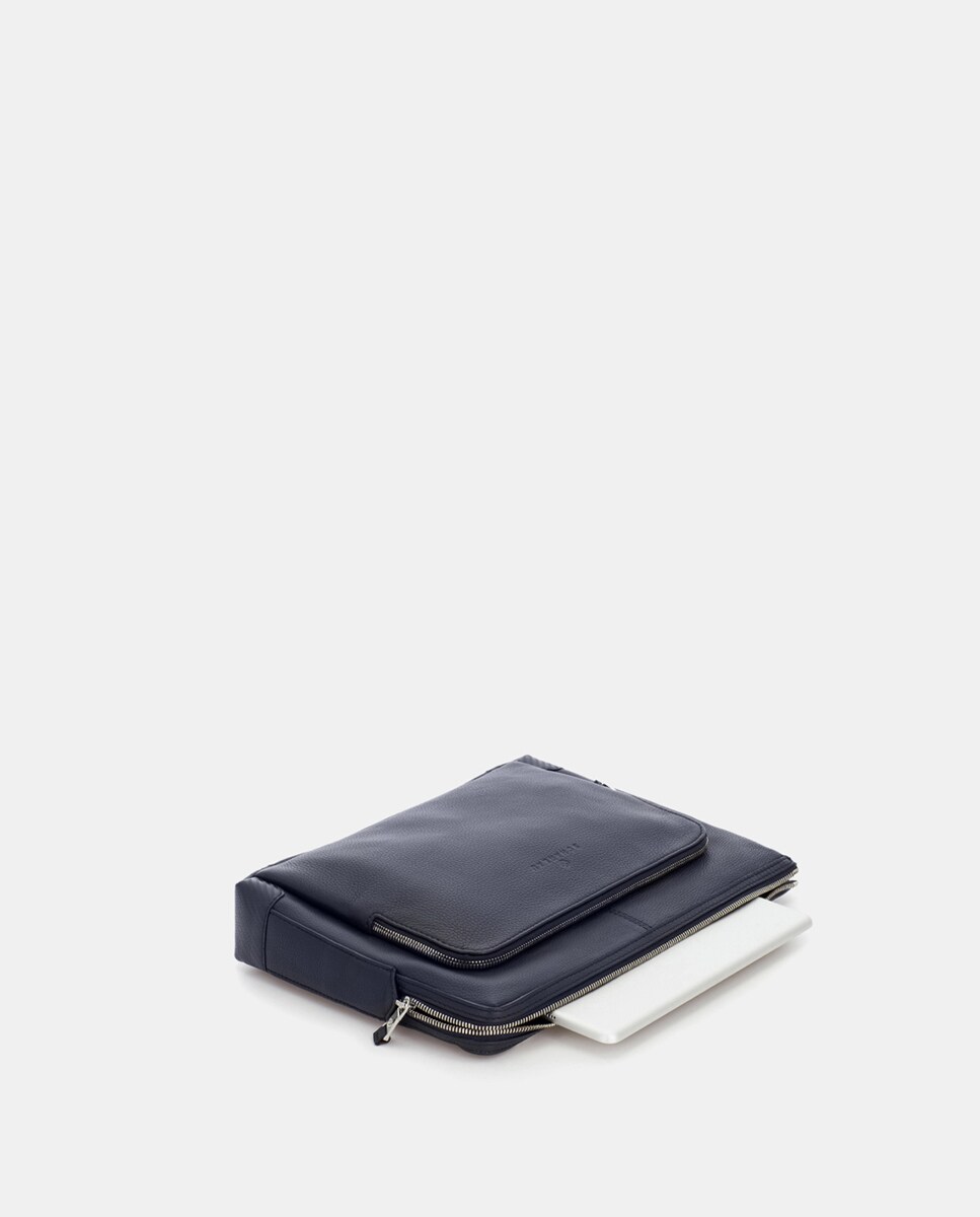 Portadocumentos de piel en azul marino con doble compartimento ...