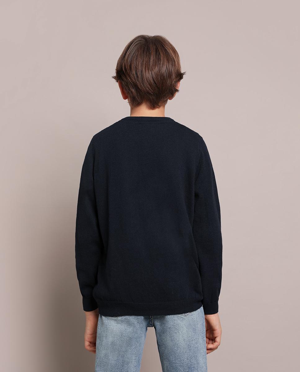 Jersey de niño con cuello de pico y bordado a tono Navy Scalpers · El ...