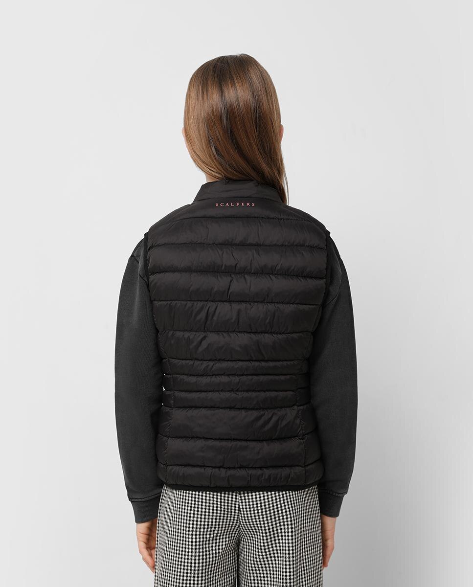 Chaleco de niña acolchado con cremallera en negro · Scalpers