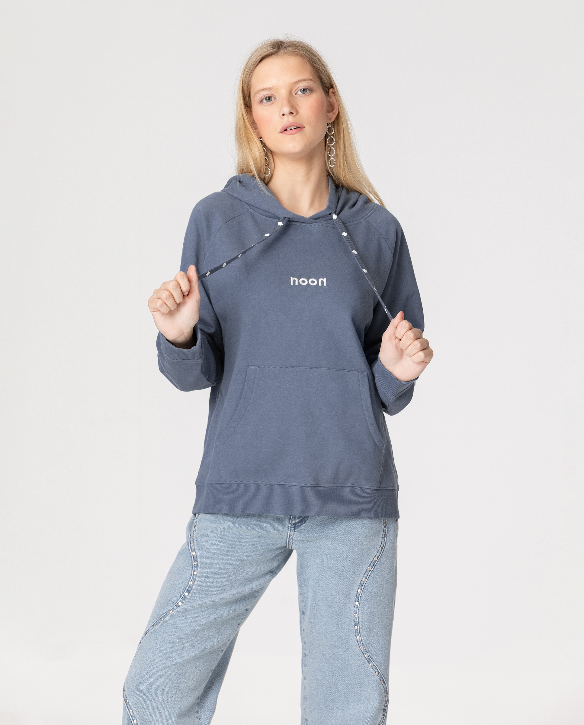 Sudadera de mujer con capucha y logo Azul Noon · El Corte Inglés