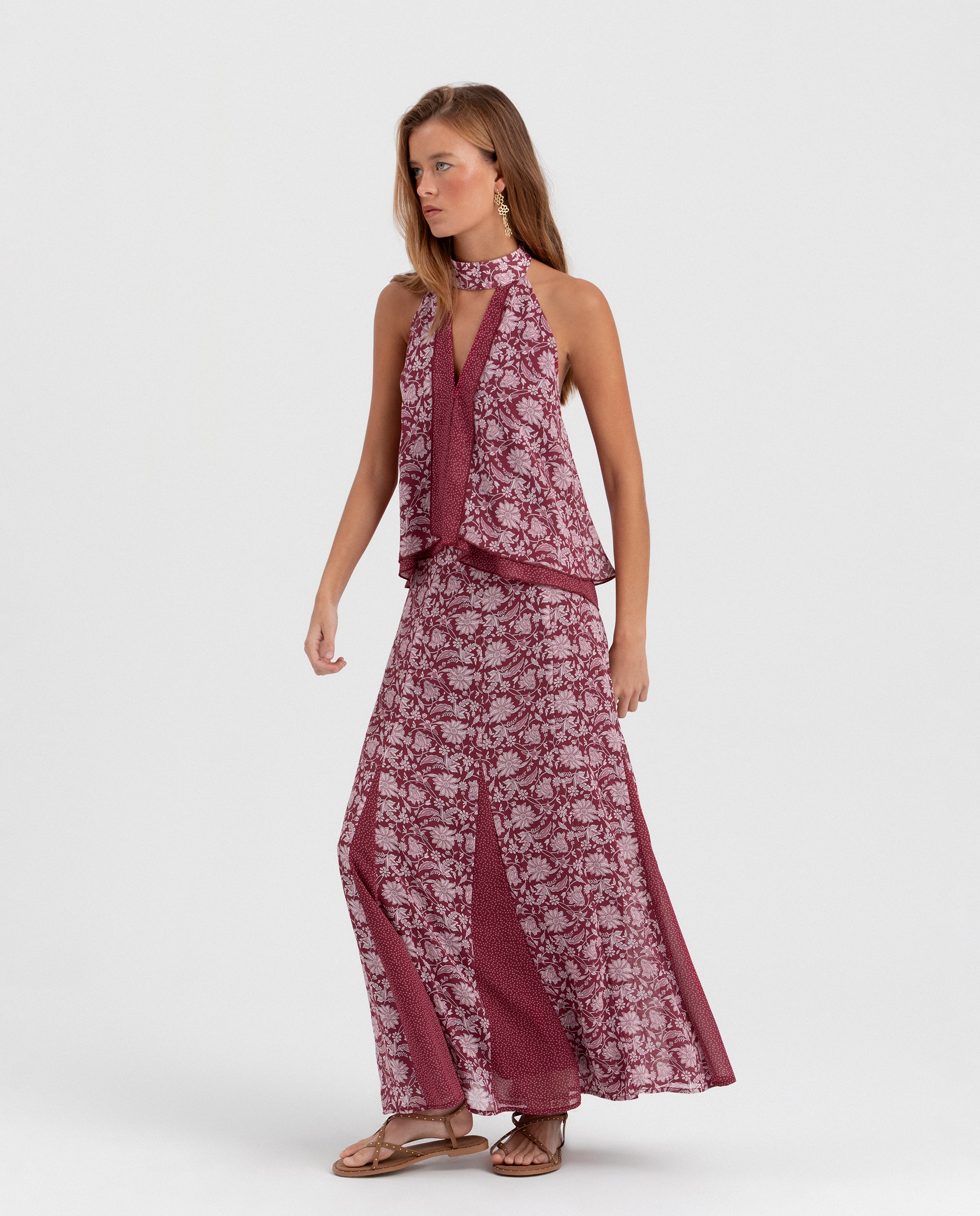 Falda midi estampada con doble tejido · Noon · El Corte Inglés