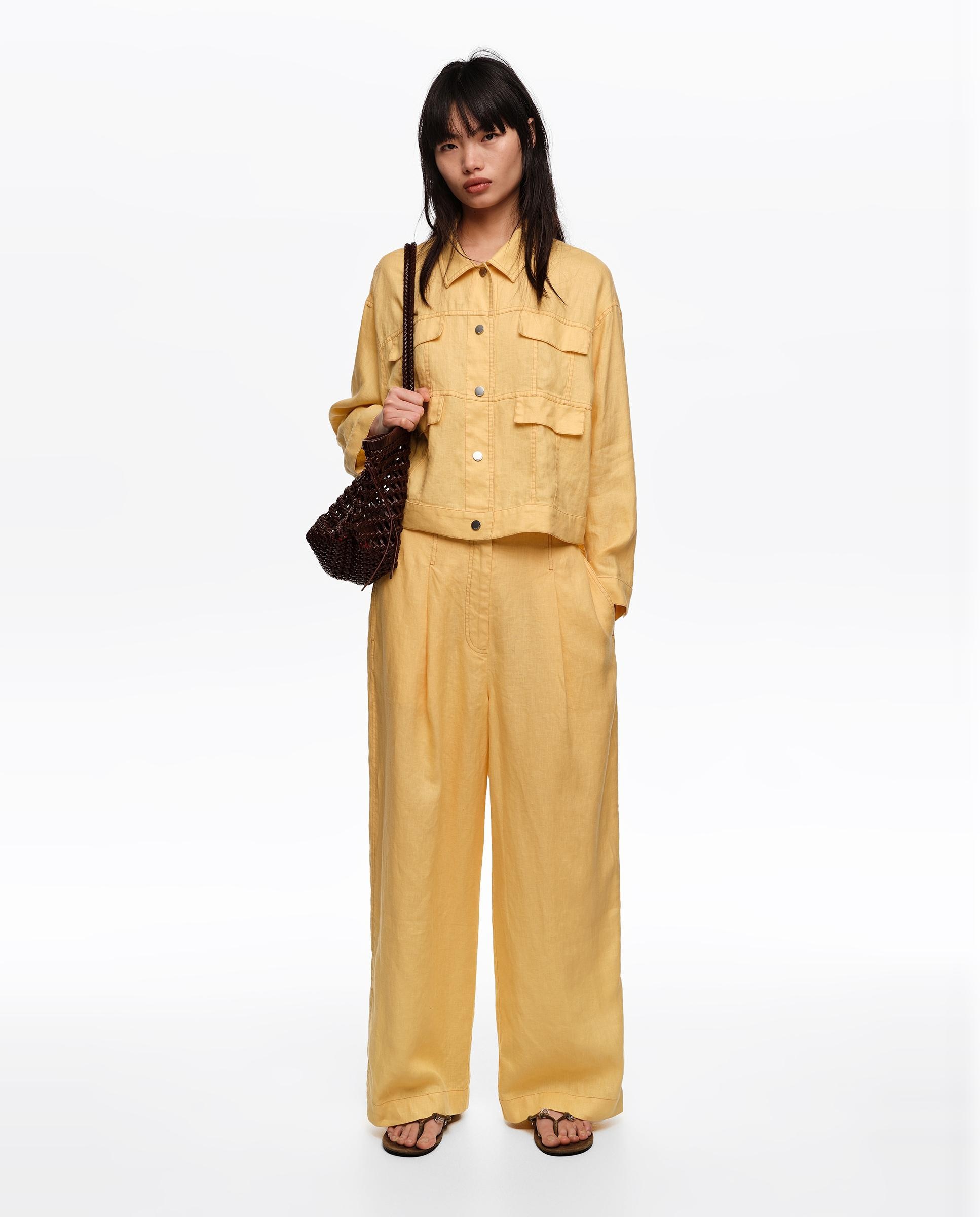 Pantalones rectos de mujer 100% lino con pinzas Bimba y Lola · El Corte ...