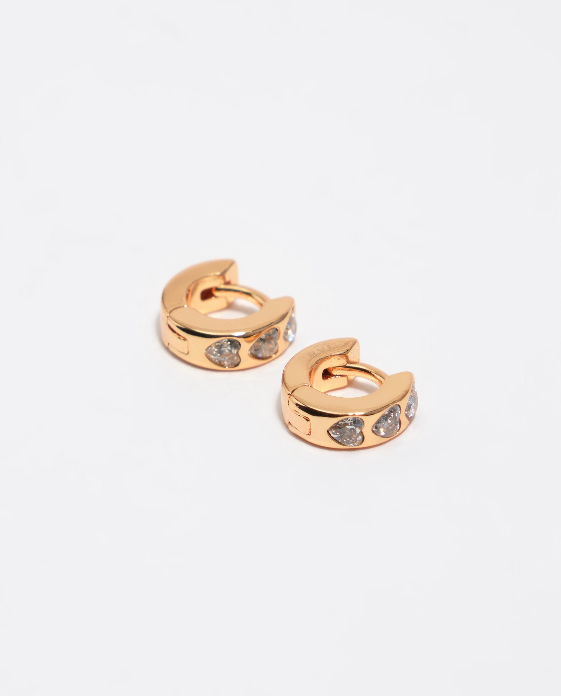 Pendientes aro mini cristales corazón dorado Dorado · El Corte Inglés