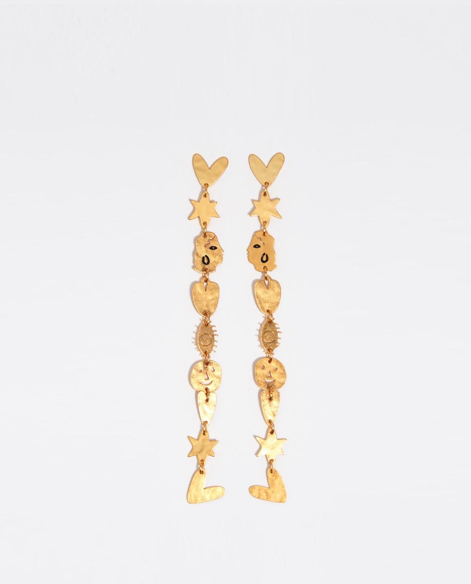 Pendientes siluetas metal dorado mate Dorado Bimba y Lola · El Corte Inglés