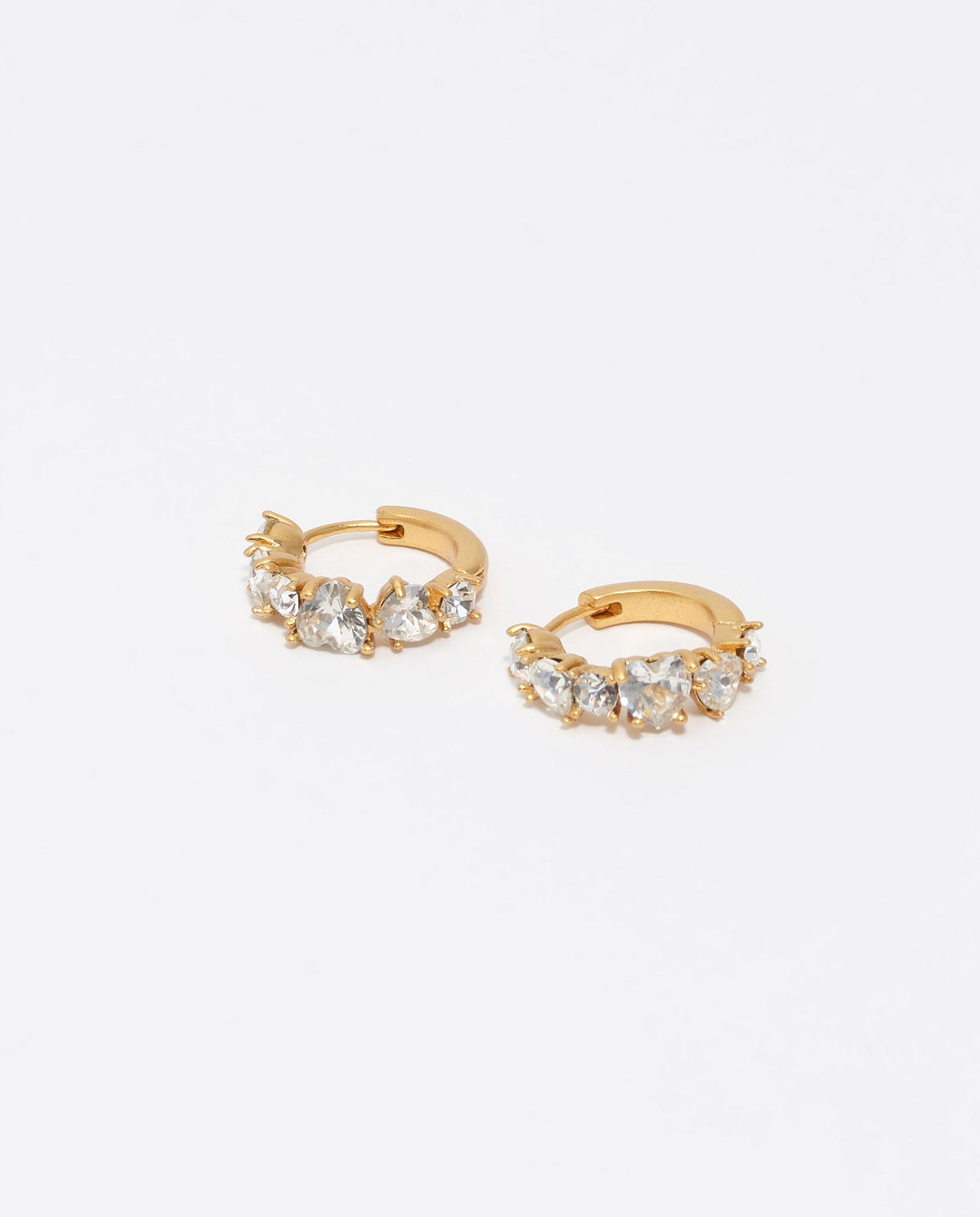 Pendientes aro pequeño cristales corazón Dorado Bimba y Lola · El Corte ...