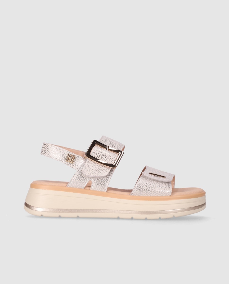 Sandalias planas de mujer diseñadas en piel con plantilla acolchada y ...