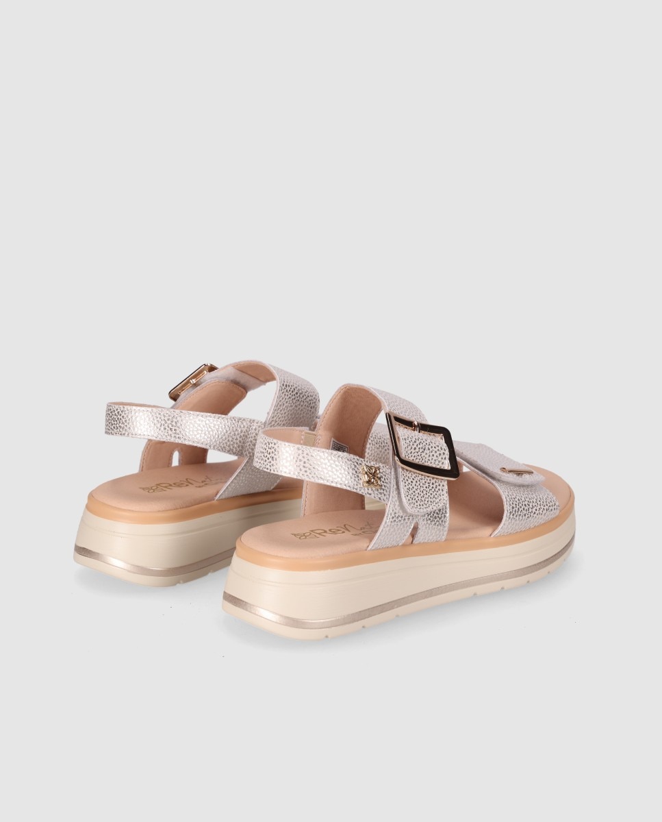 Sandalias planas de mujer diseñadas en piel con plantilla acolchada y ...