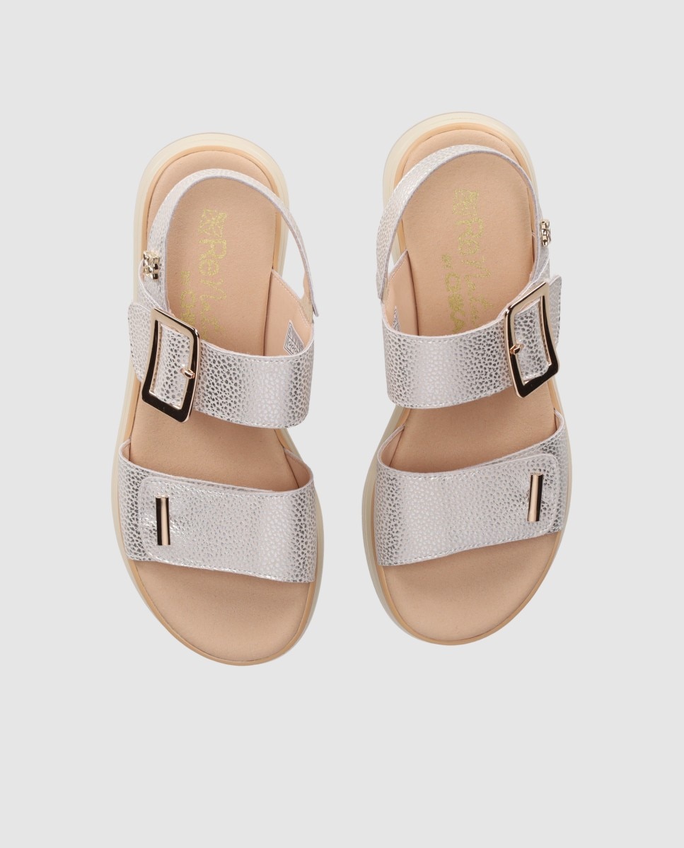 Sandalias planas de mujer diseñadas en piel con plantilla acolchada y ...