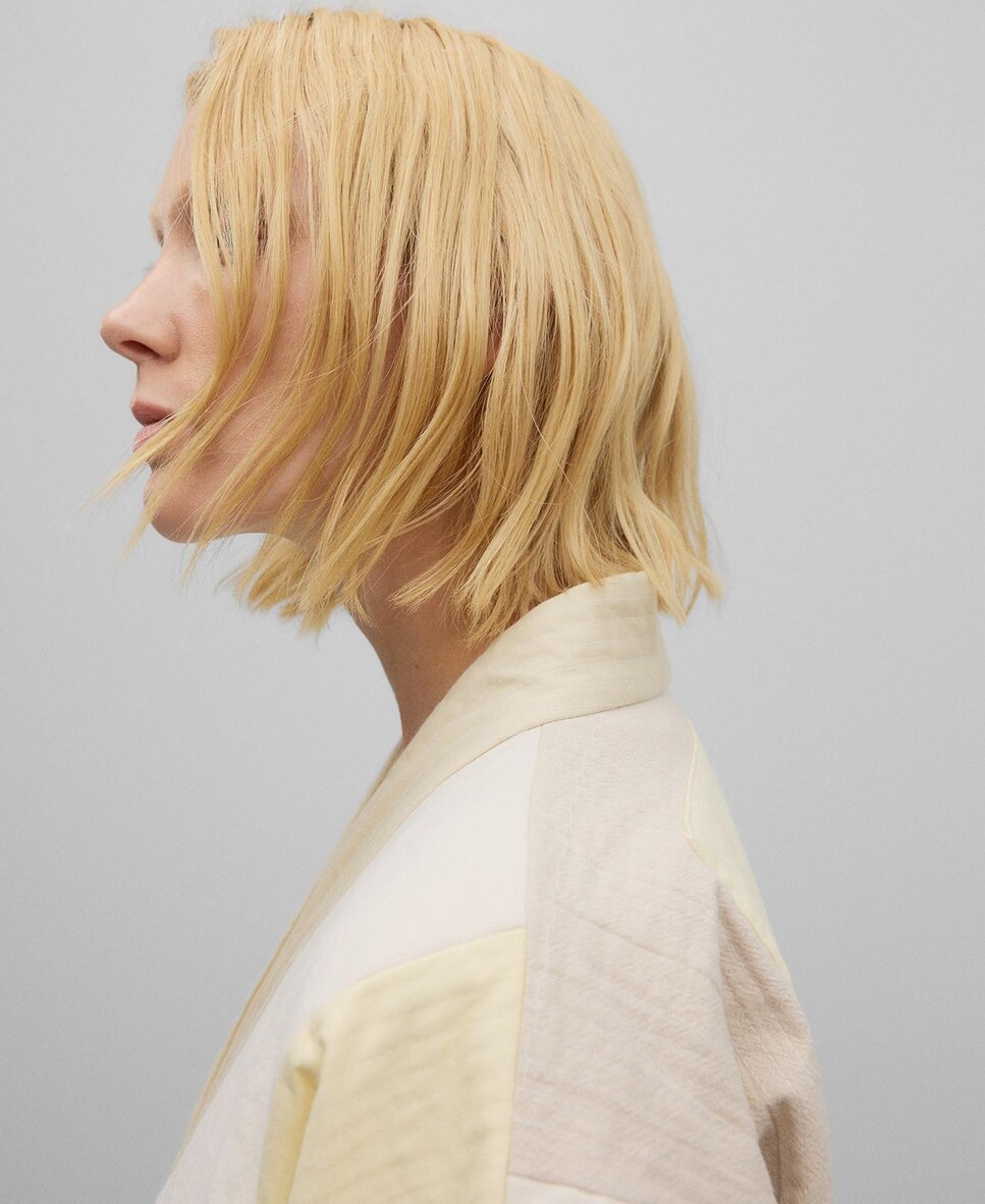 Chaqueta de mujer patchwork de algodón y manga amplia · Adolfo ...