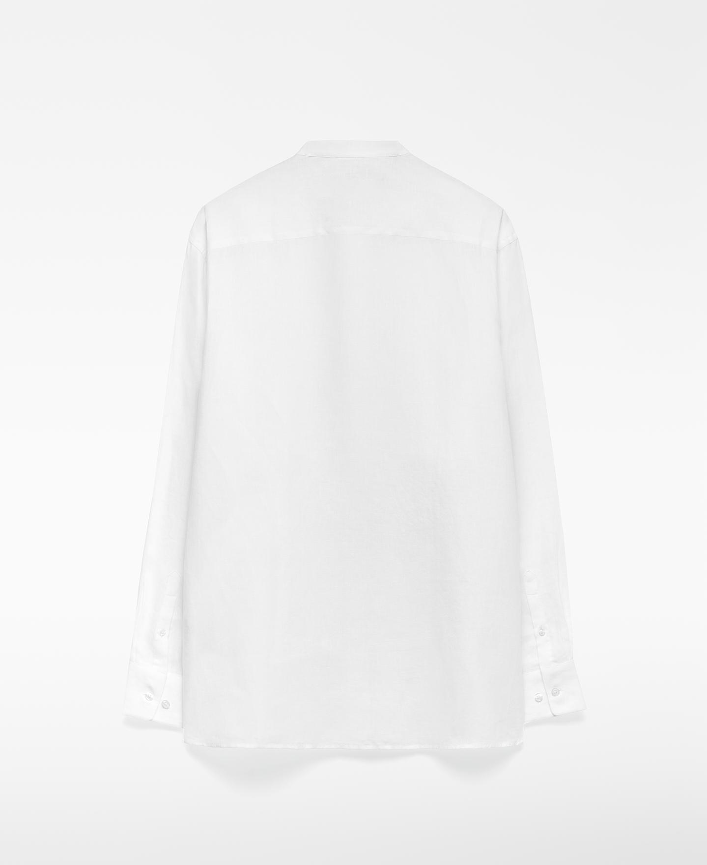 Camisa de cuello mao de hombre en lino europeo con bolsillos en pecho ...