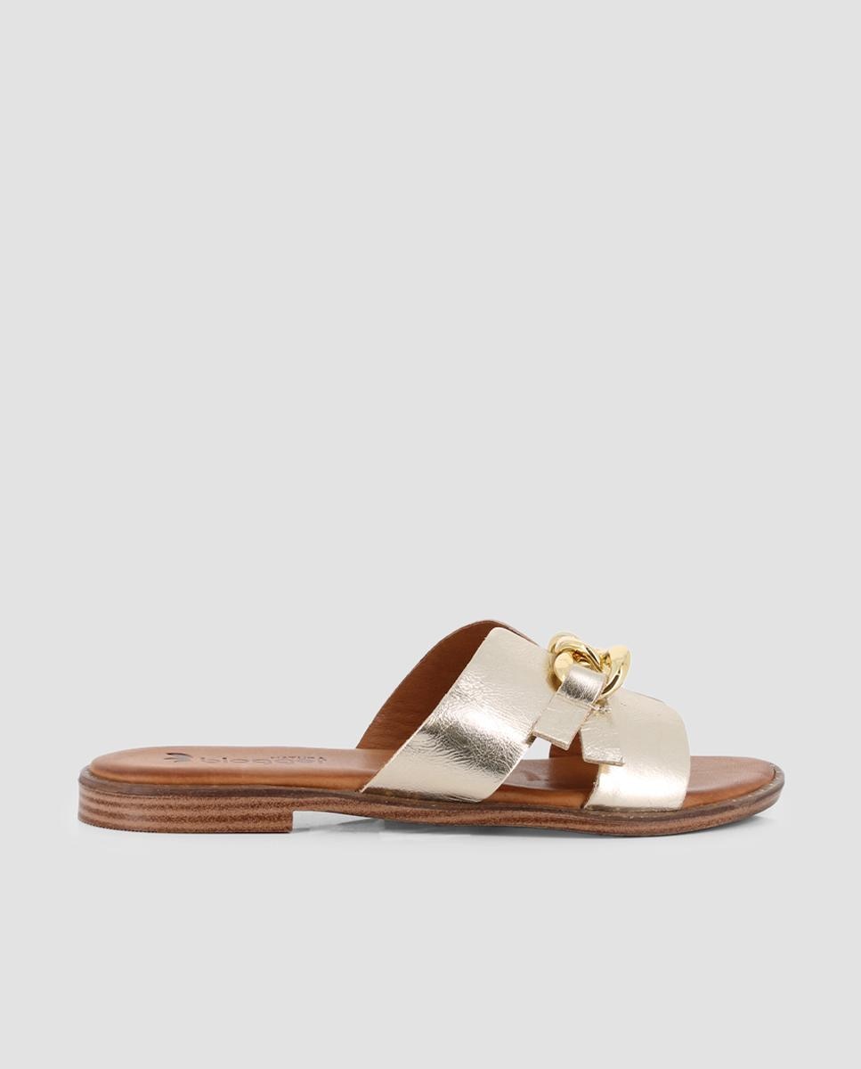 Sandalias planas de mujer de piel con herraje Oro Blogger · El Corte Inglés