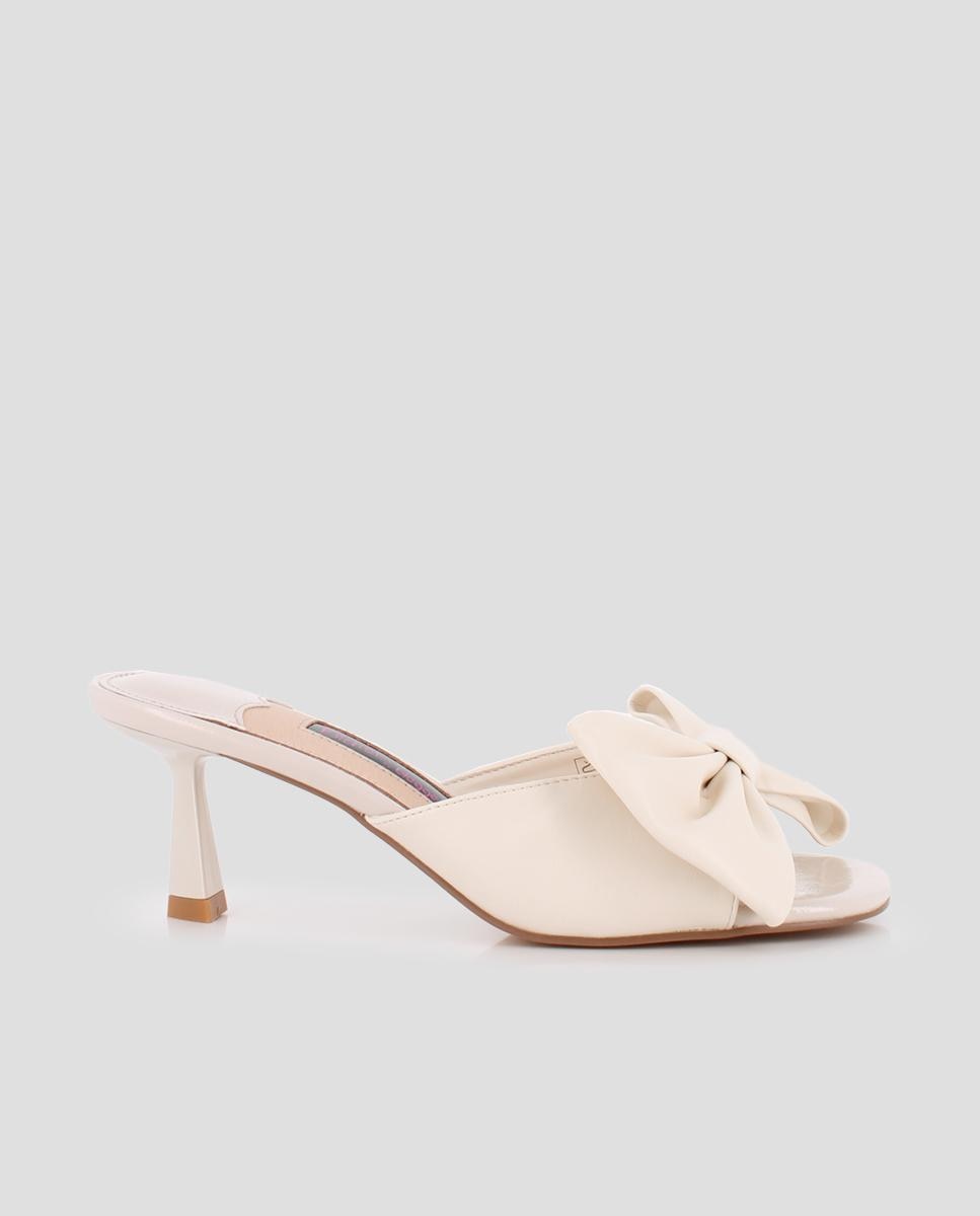 Sandalias de tacón de mujer tipo pala con detalle de lazo Blanco ...