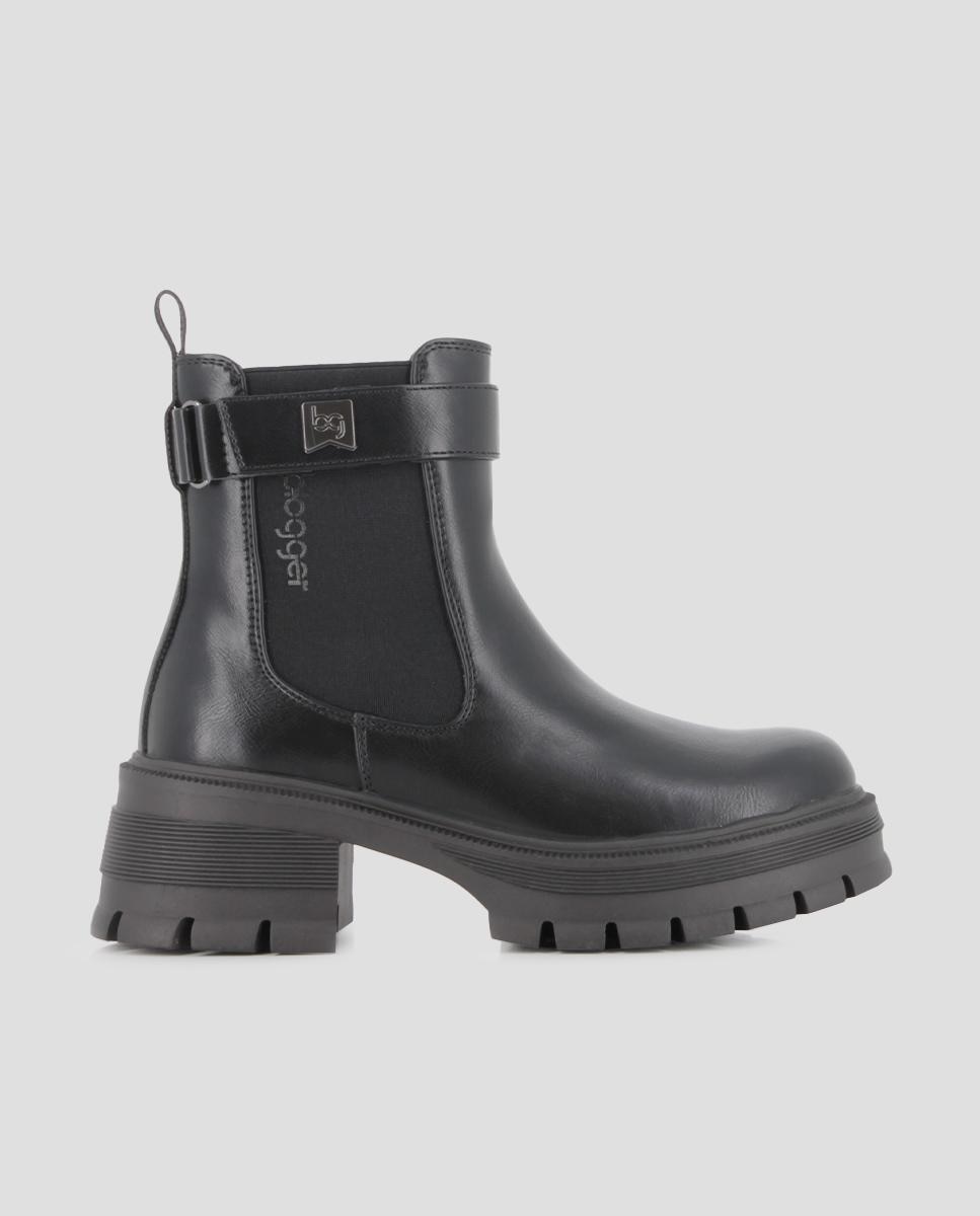 Botines suela track de mujer con tacón ancho y elásticos en los ...