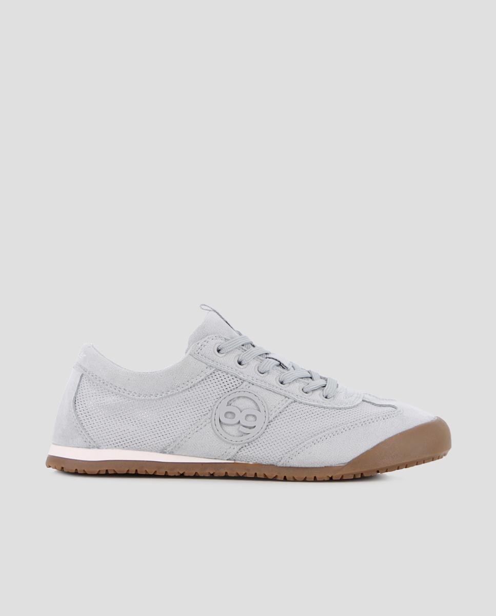 Zapatillas deportivas de mujer de piel con malla Gris Blogger · El ...