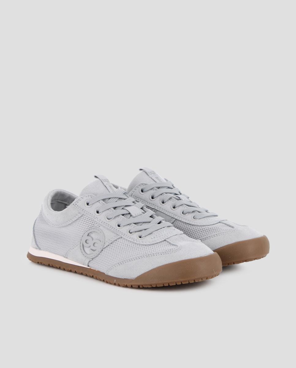 Zapatillas deportivas de mujer de piel con malla Gris Blogger · El ...