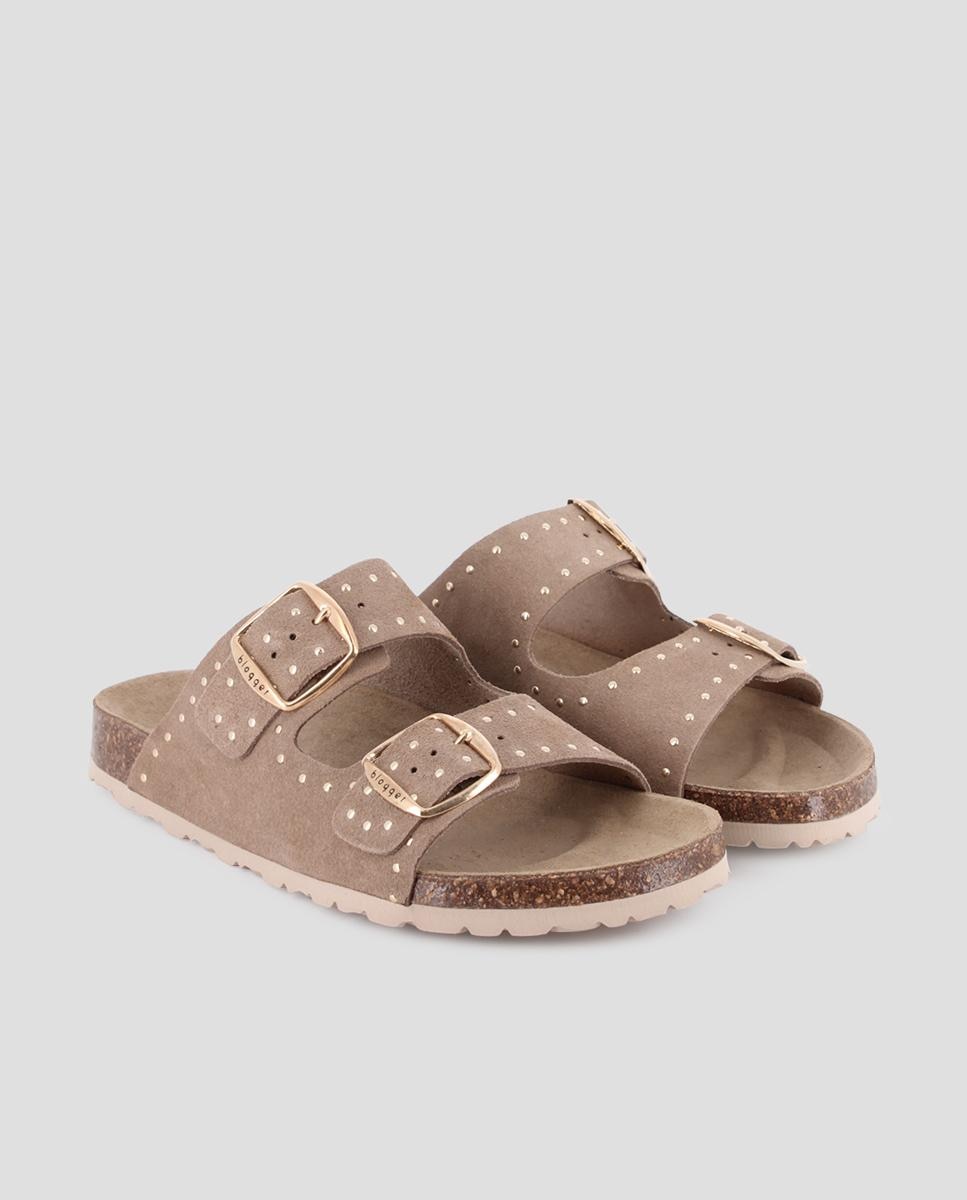 Sandalias de tiras de mujer con hebillas ajustables de piel Topo ...