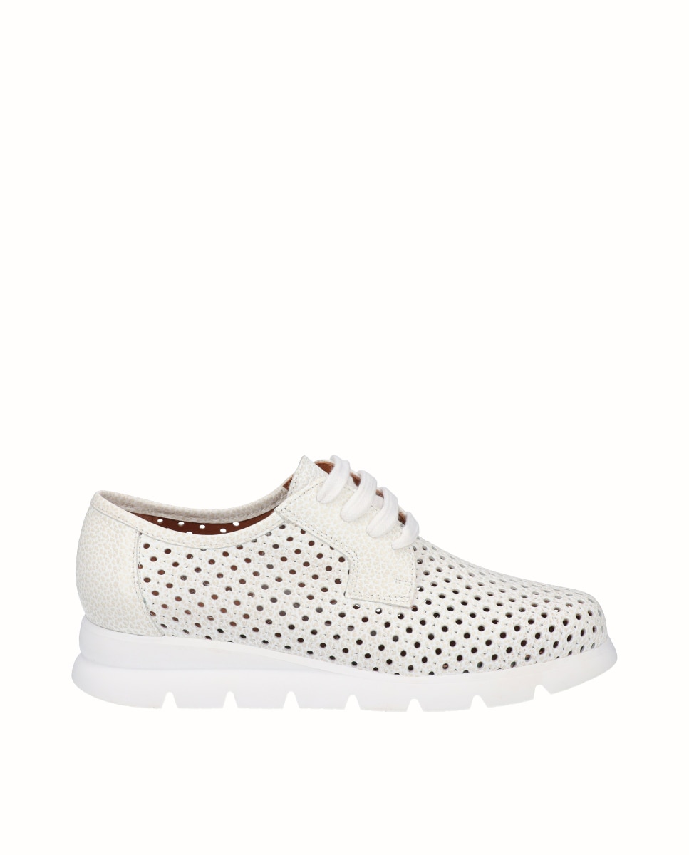 Zapatos de mujer estilo blucher de piel Blanco D'Chicas · El Corte Inglés