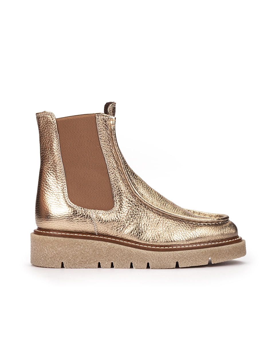 Botines de mujer de piel con plataforma Dorado Weekend by Pedro ...