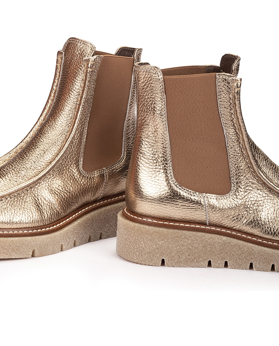 Botines de mujer de piel con plataforma Dorado Weekend by Pedro ...