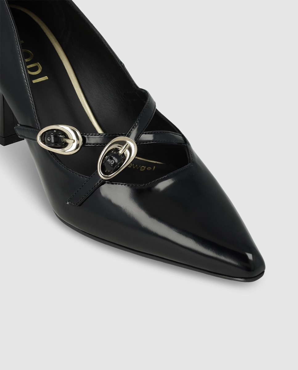 Zapatos de salón de mujer en tejido efecto piel brillo Negro Lodi · El ...