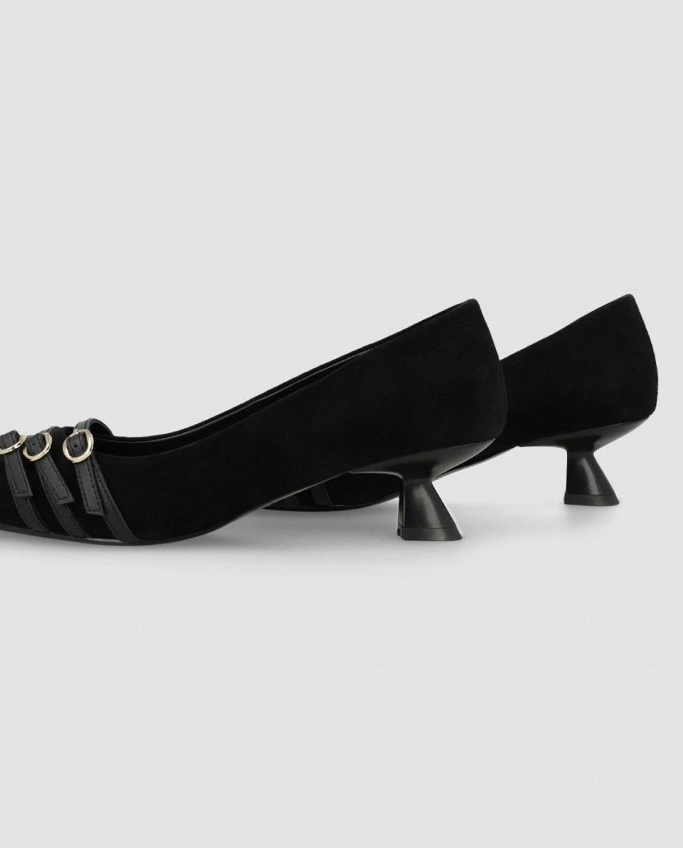 Zapatos de salón de mujer en ante con adorno tiras Negro Lodi · El ...