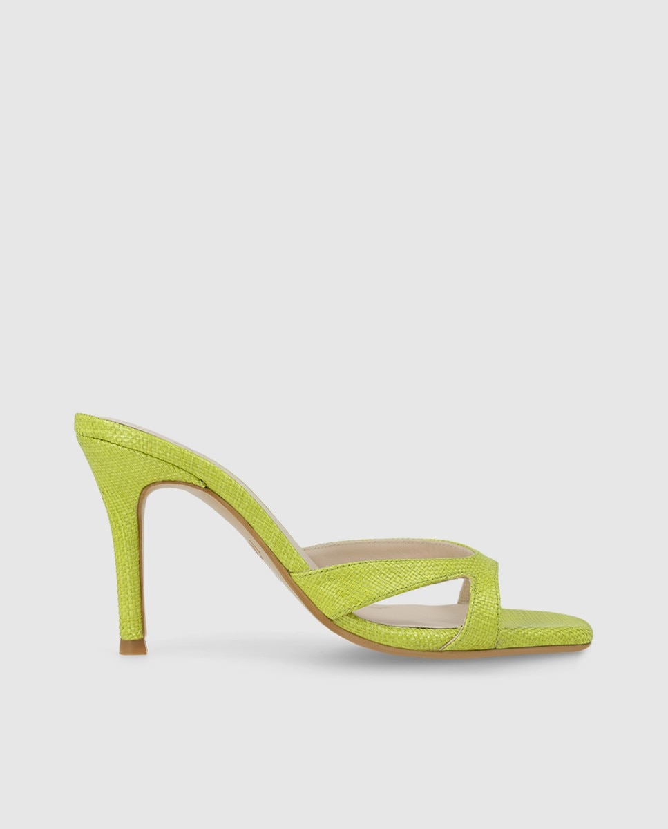 Sandalias de mujer tipo mule en tejido efecto rafia Verde Lodi · El ...