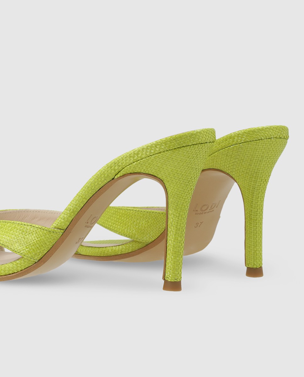 Sandalias de mujer tipo mule en tejido efecto rafia Verde Lodi · El ...
