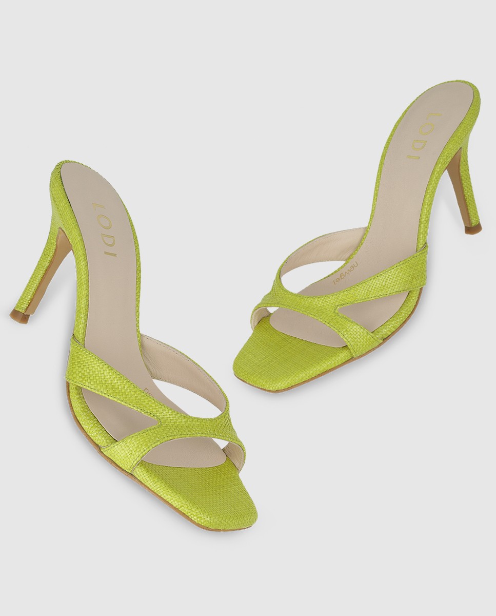 Sandalias de mujer tipo mule en tejido efecto rafia Verde Lodi · El ...