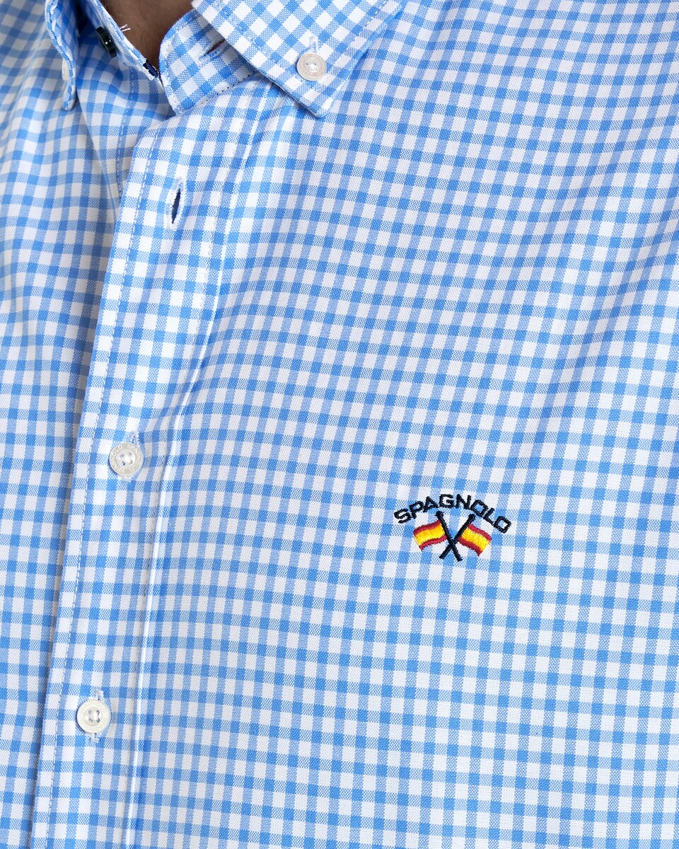 Camisa de hombre corte regular estampado cuadros vichy color azul claro ...