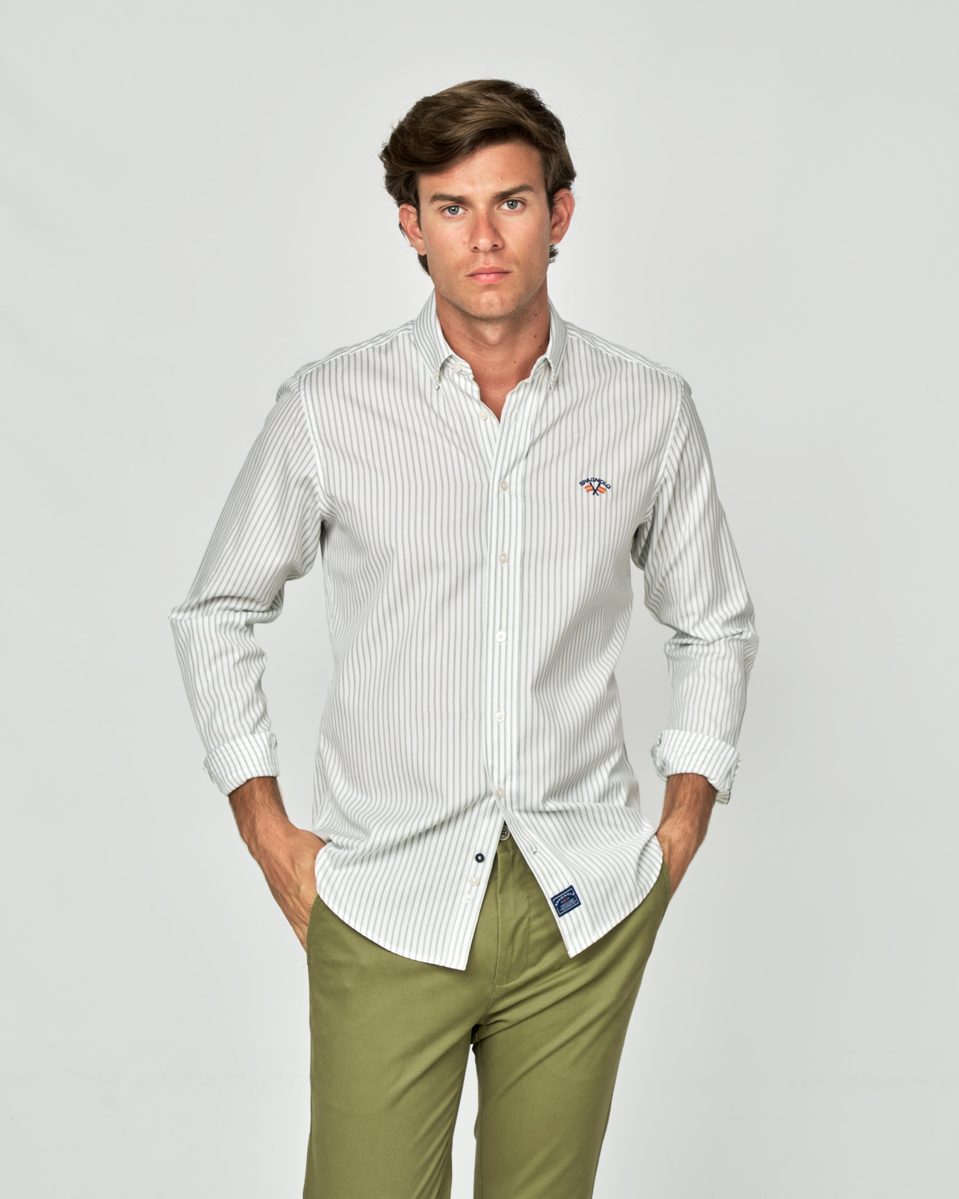 Camisa popelin rayas Verde Spagnolo · El Corte Inglés