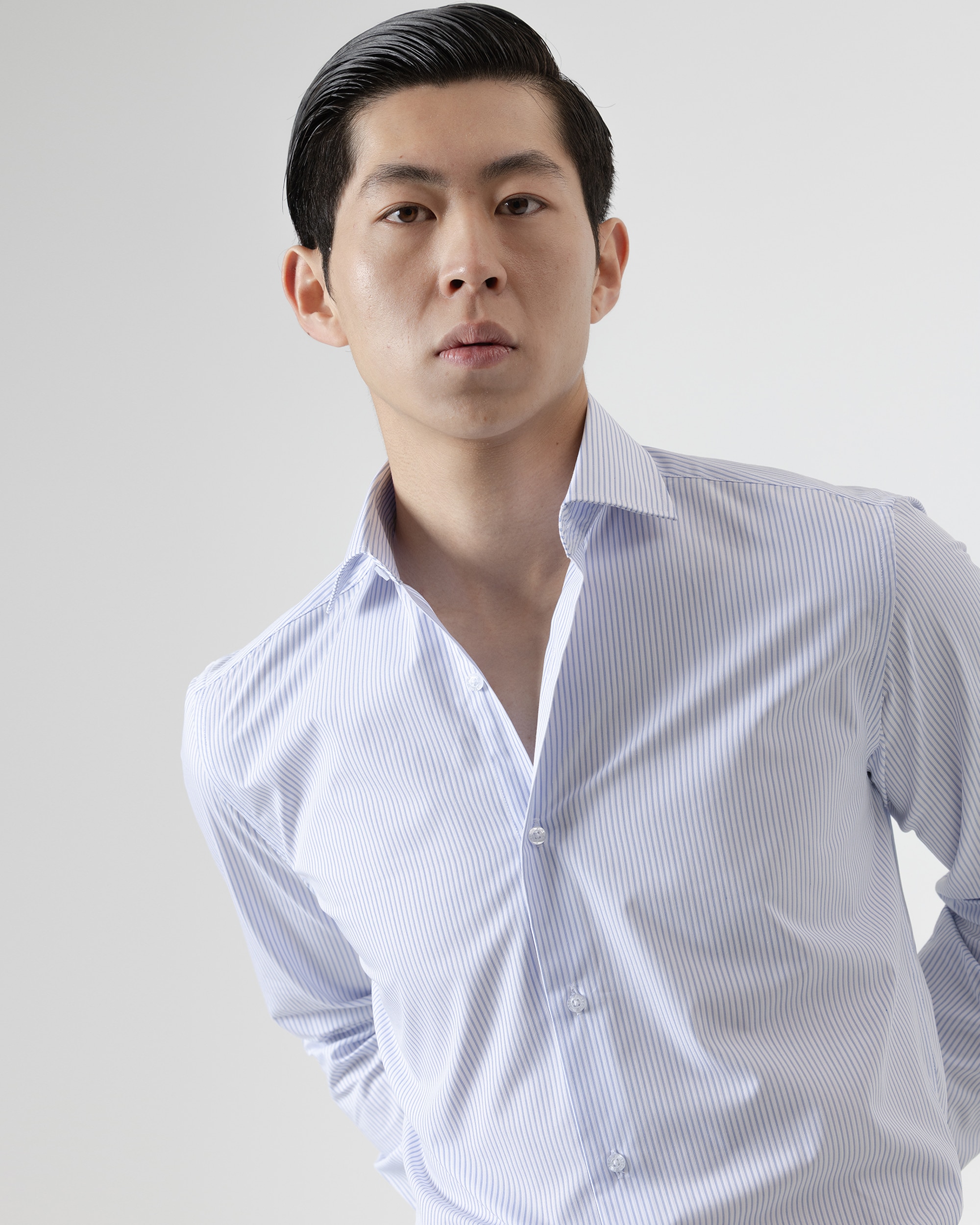 Camisa vestir mil rayas de hombre regular fit azul celeste Azul celeste ...