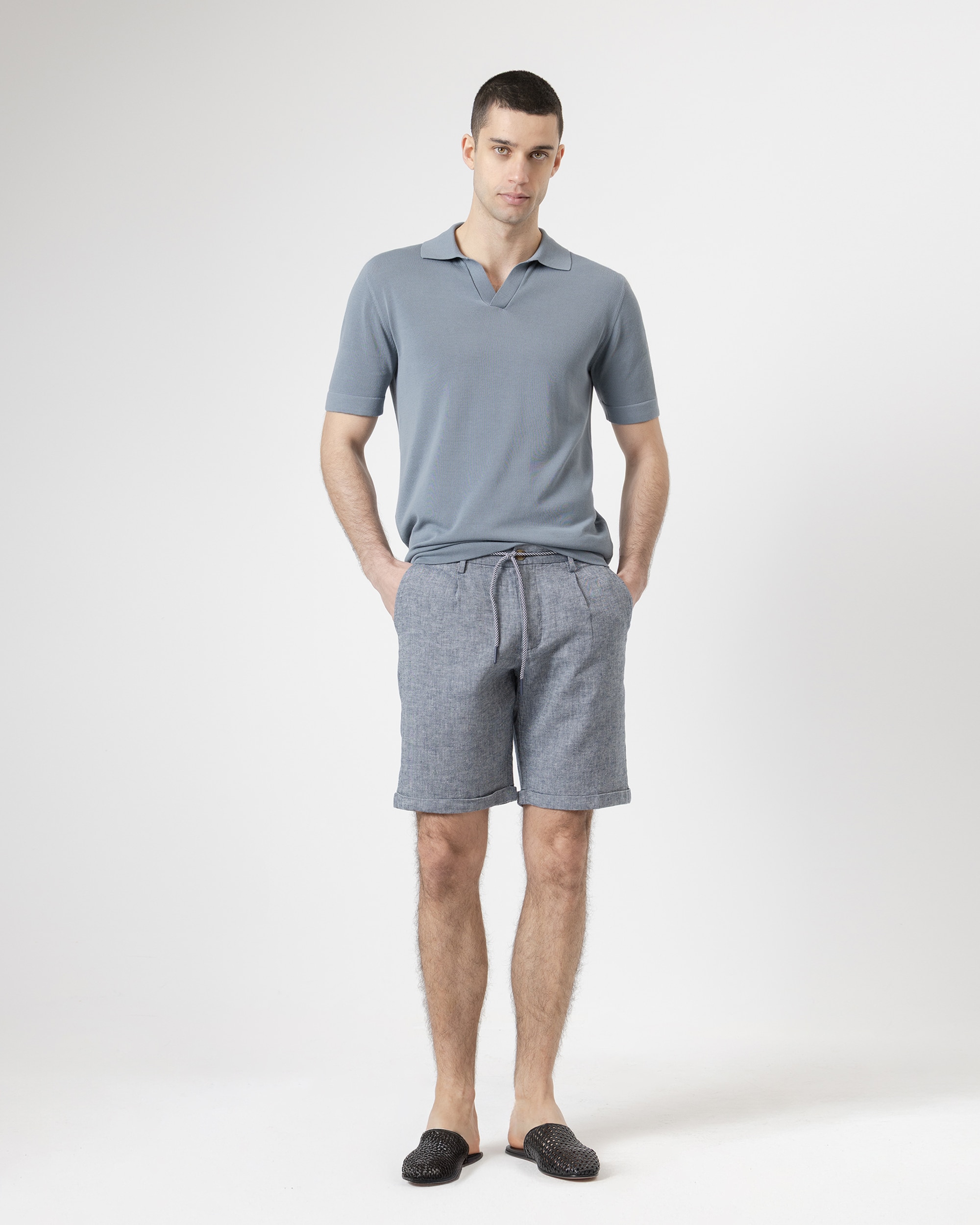 Bermuda espiga de hombre lino algodón slim fit Azul · El Corte Inglés