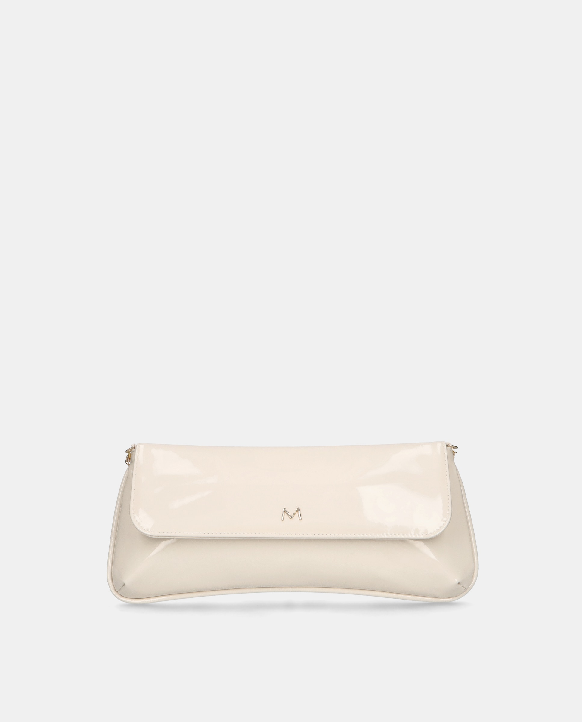 Bolso de mano de mujer en charol con cadena Blanco Mascaró · El Corte ...