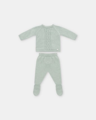 Conjunto de bebé de jubón y polaina de punto en verde · Martín Aranda ...