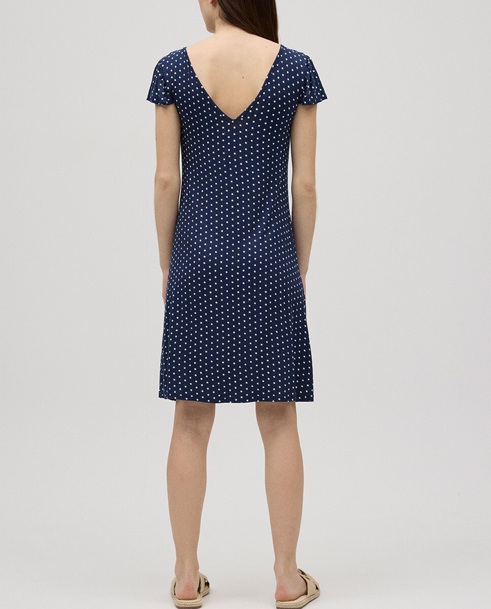 Vestido corto de playa cuello V estampado lunares · Ysabel Mora · El ...