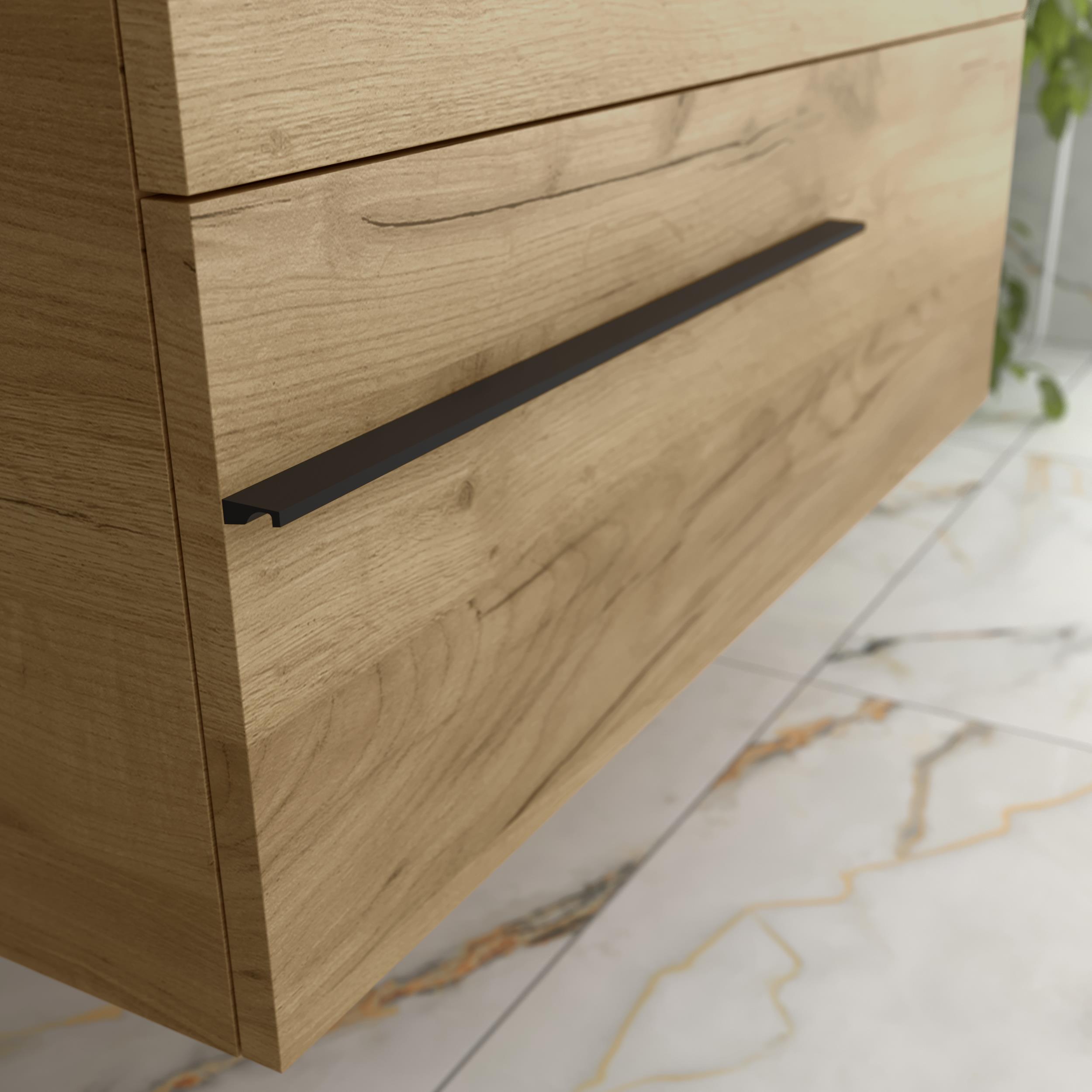 Mueble de baño con 2 cajones y lavabo de 1 poza Yara Salgar Roble 80 cm ...