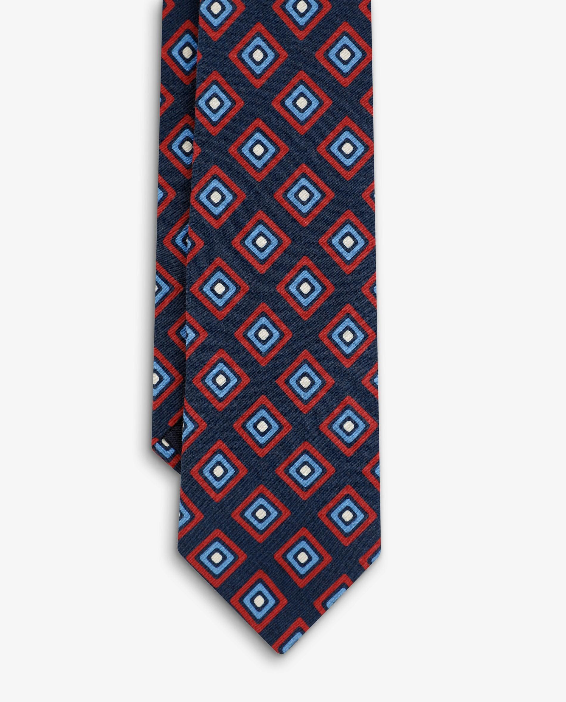Corbata de hombre en seda con estampado geométrico a contraste ...