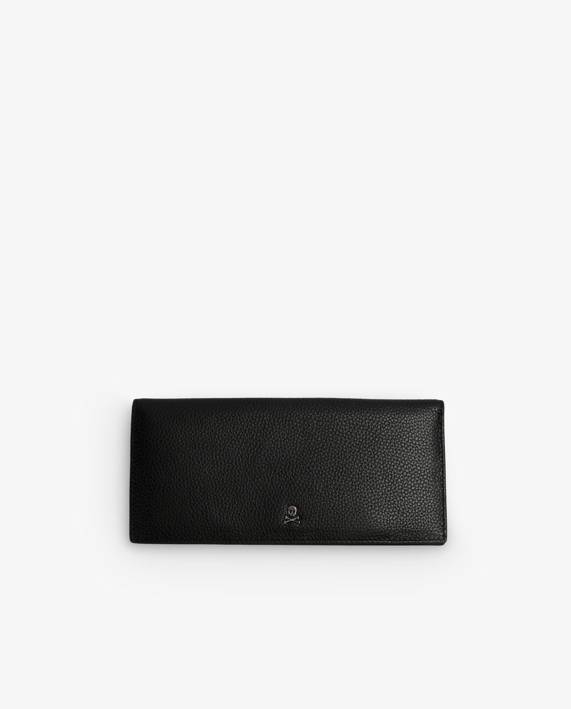 Cartera de mujer en piel plegable con cierre a presión Negro Scalpers ...