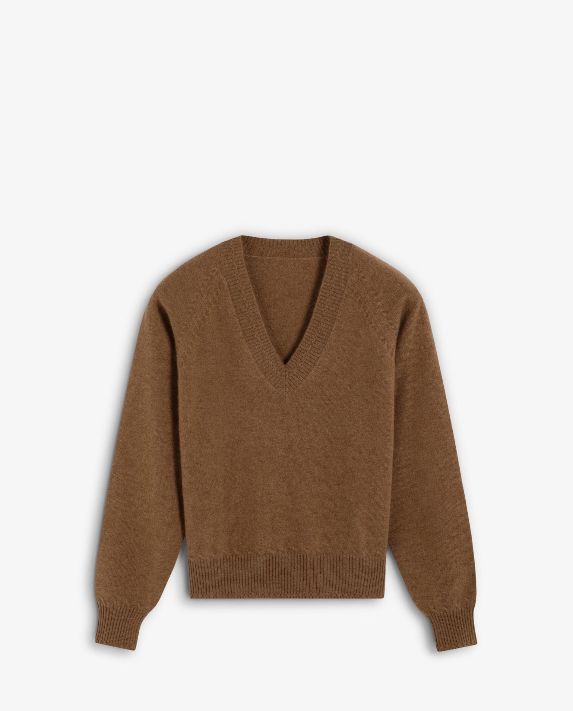 Jersey de mujer 100% cashmere con escote de pico Camel Scalpers · El ...
