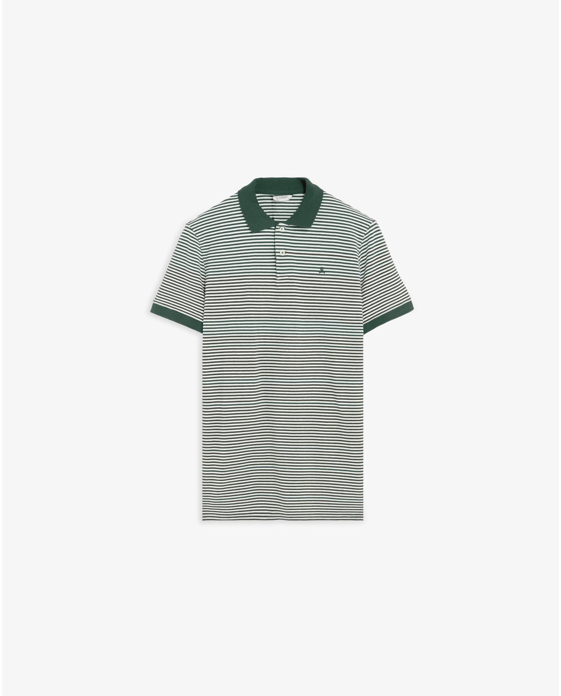 Polo de manga corta de hombre a rayas con acabados a contraste Verde ...